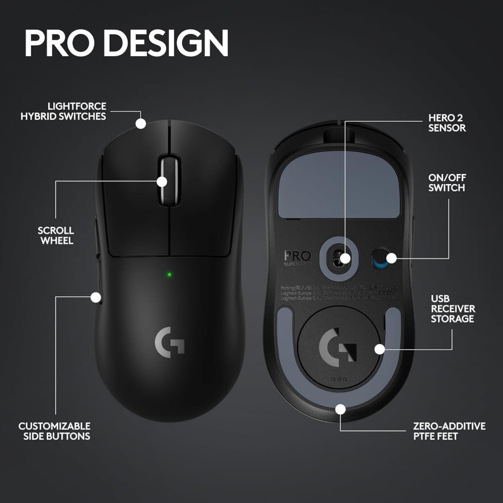 Logitech G Pro X Superlight Lightspeed Gaming Mouse Black